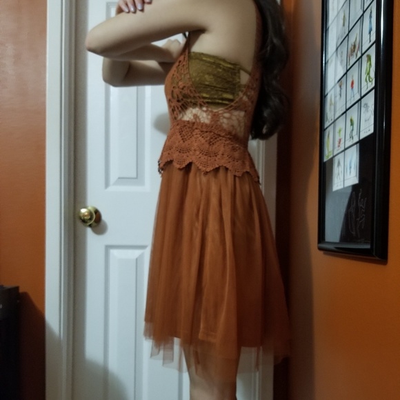 Dresses | Rust Orange Lace Crochet Tull Dress | Poshmark